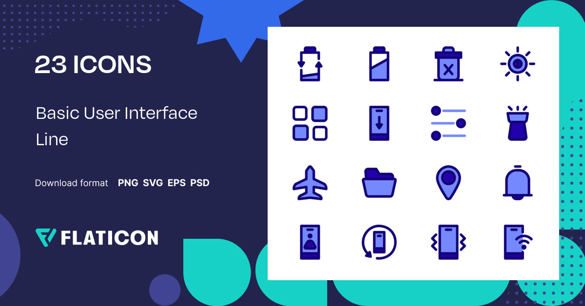 Basic User Interface Line Icon Pack | Outline Color | 24 .SVG Icons