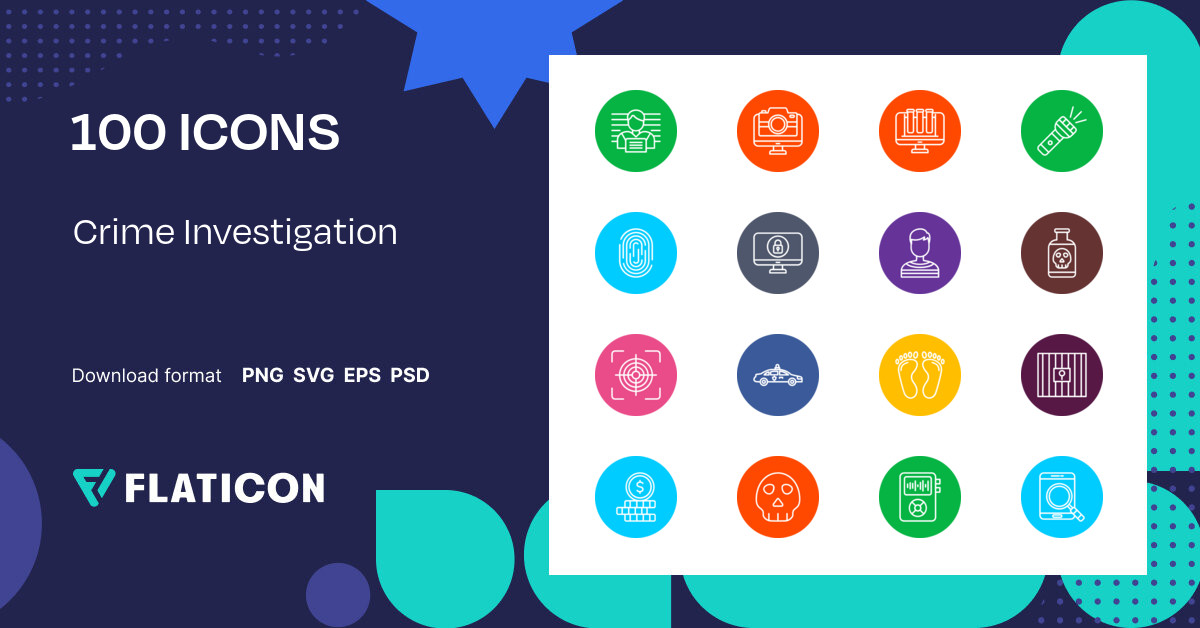 Crime Investigation Icon Pack | Circular | 100 .SVG Icons