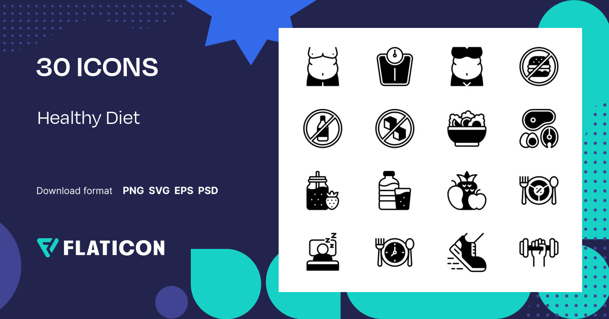 Healthy Diet Icon Pack | Mixed | 30 .SVG Icons