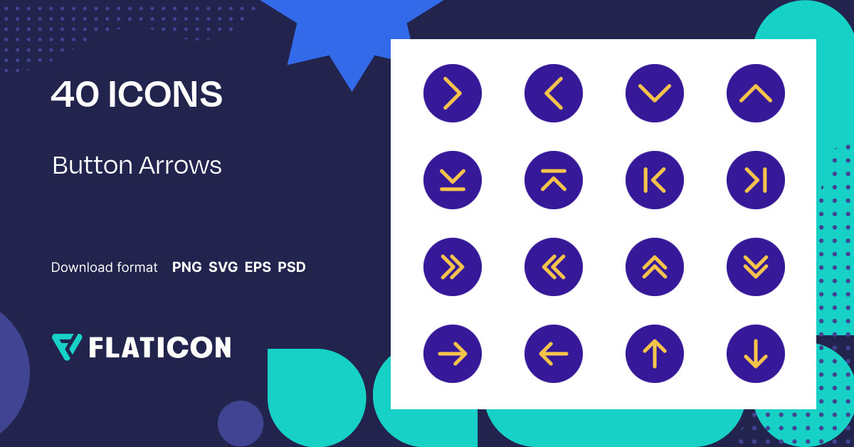 Button Arrows Icon Pack | Flat | 40 .SVG Icons