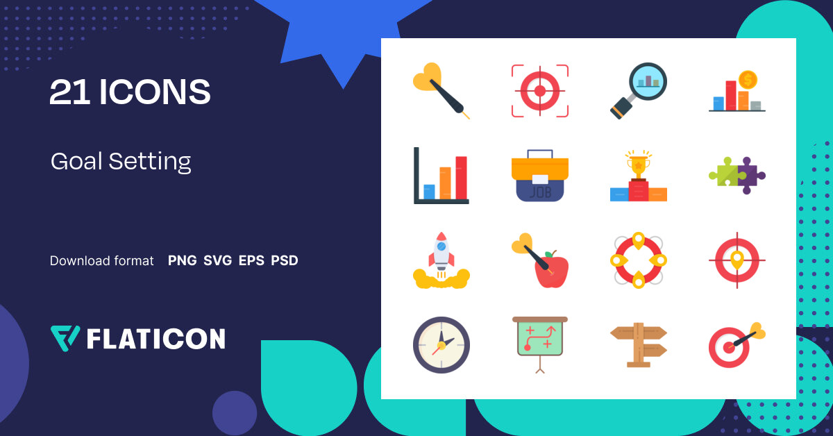 Goal Setting Icon Pack | Flat | 21 .SVG Icons