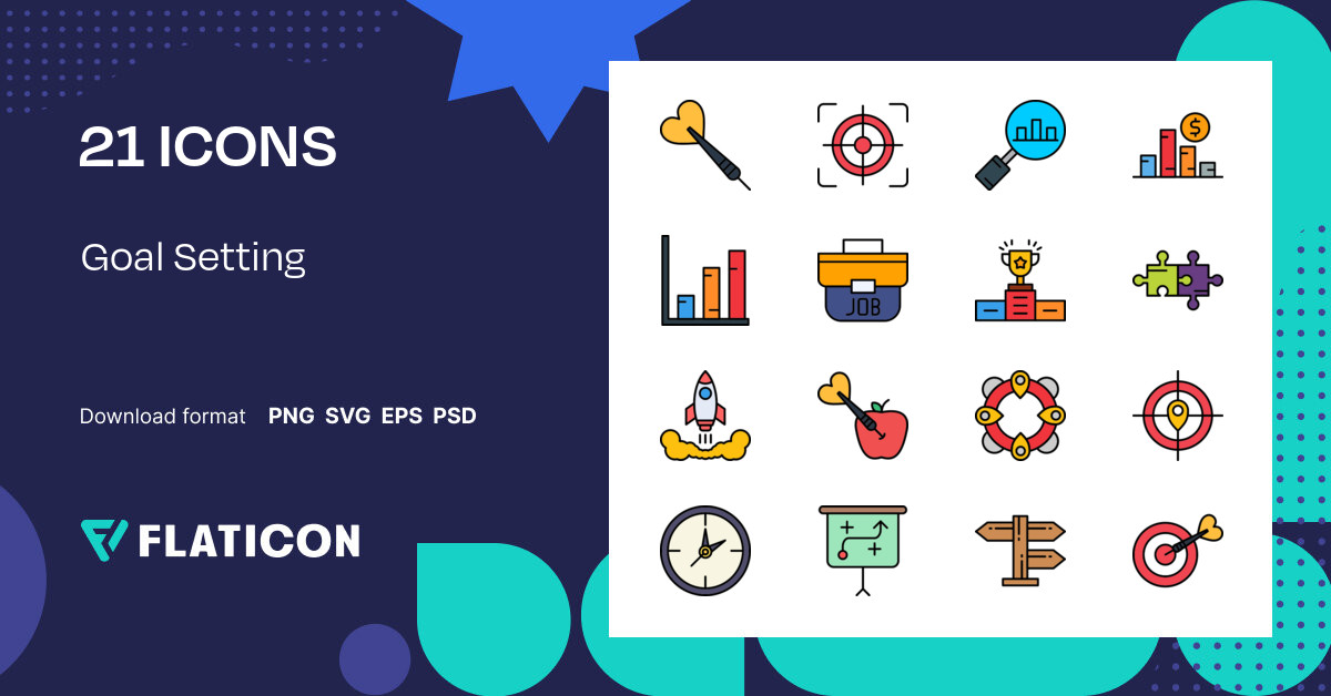 Goal Setting Icon Pack | Outline Color | 21 .SVG Icons