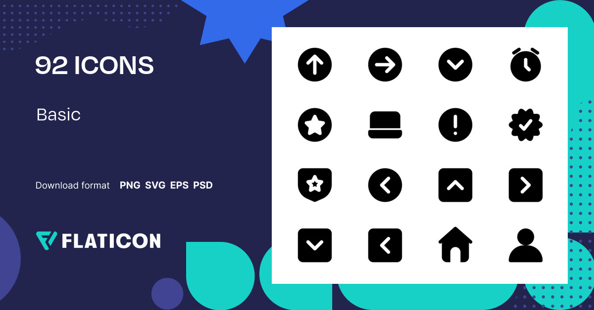 Basic Icon Pack | Glyph | 92 .SVG Icons