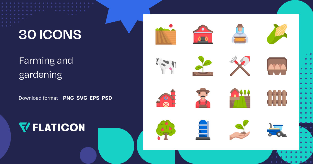 Farming and gardening Icon Pack | Flat | 30 .SVG Icons