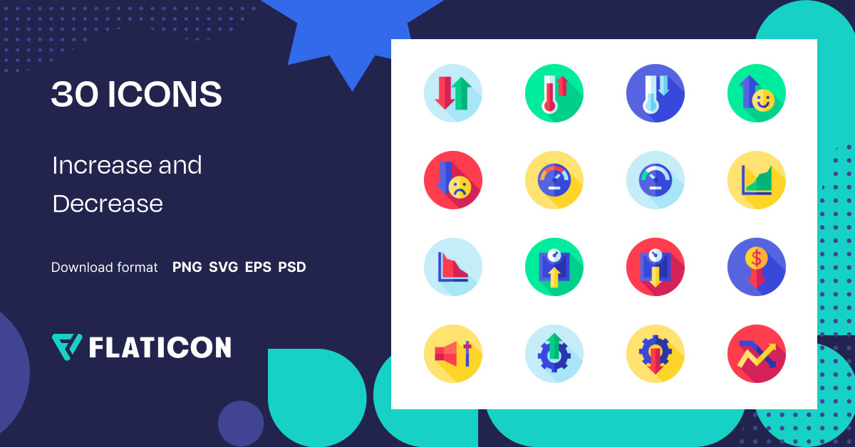 Increase and Decrease Icon Pack | Flat | 30 .SVG Icons
