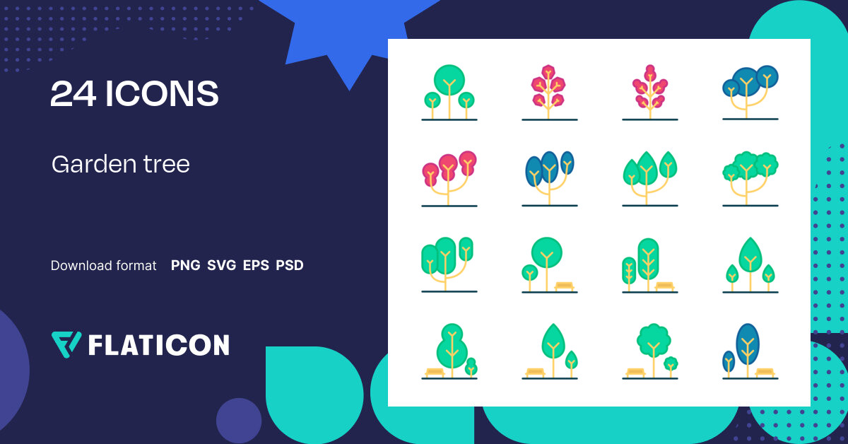 Garden tree Icon Pack | Outline Color | 24 .SVG Icons