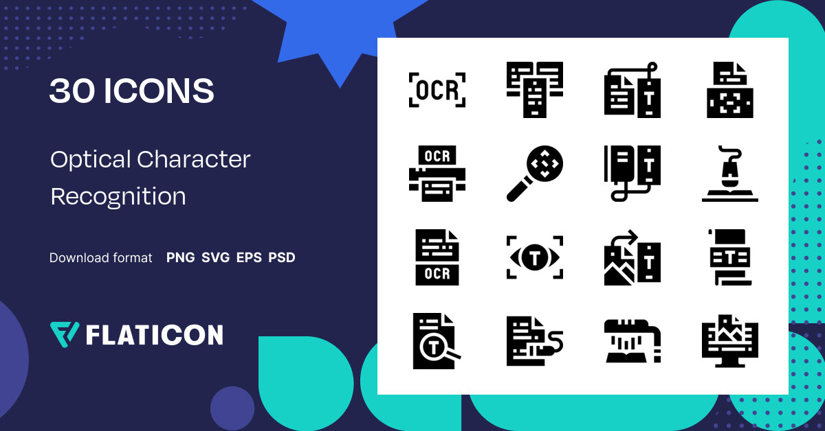 Optical Character Recognition Icon Pack | Filled | 30 .SVG Icons