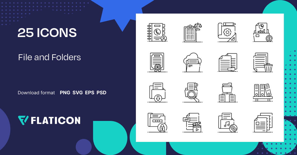 File and Folders Icon Pack | Detailed Outline | 25 .SVG Icons