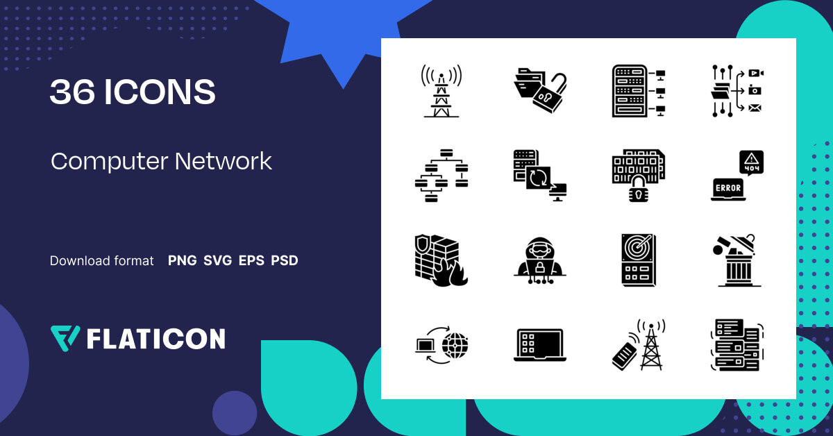Computer Network Icon Pack | Glyph | 36 .SVG Icons