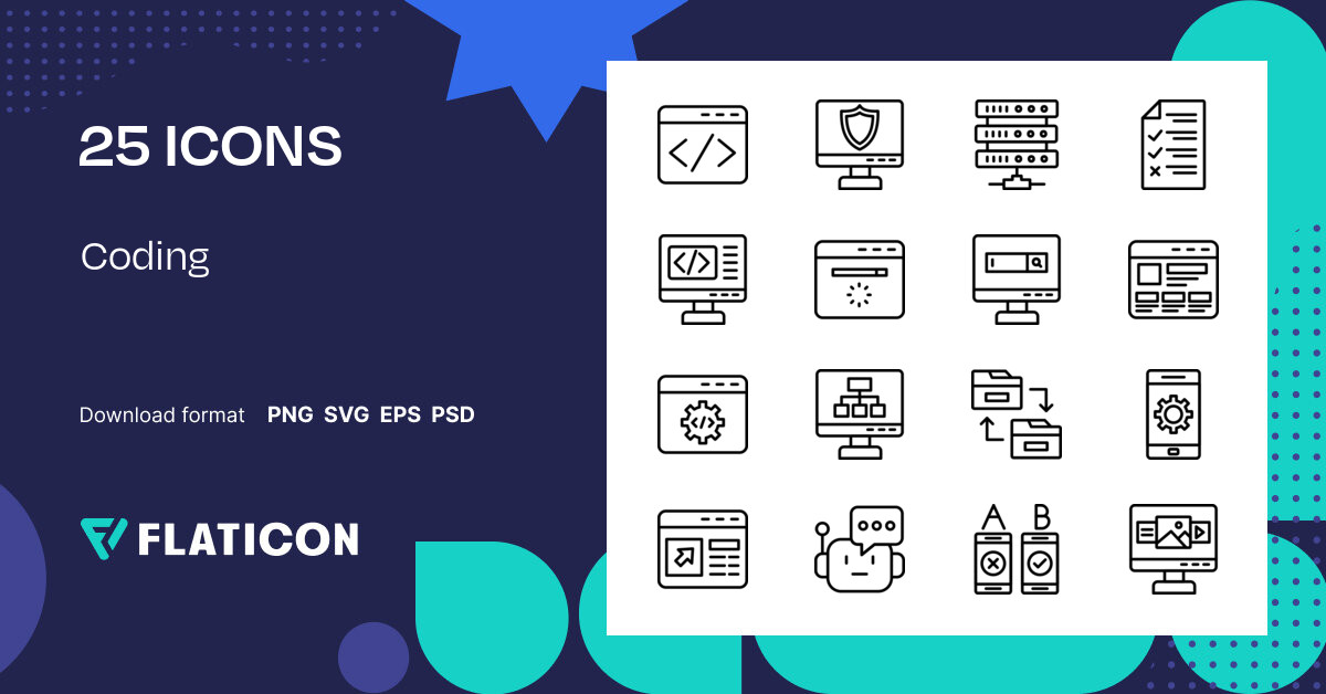 Coding Icon Pack | Detailed Outline | 25 .SVG Icons