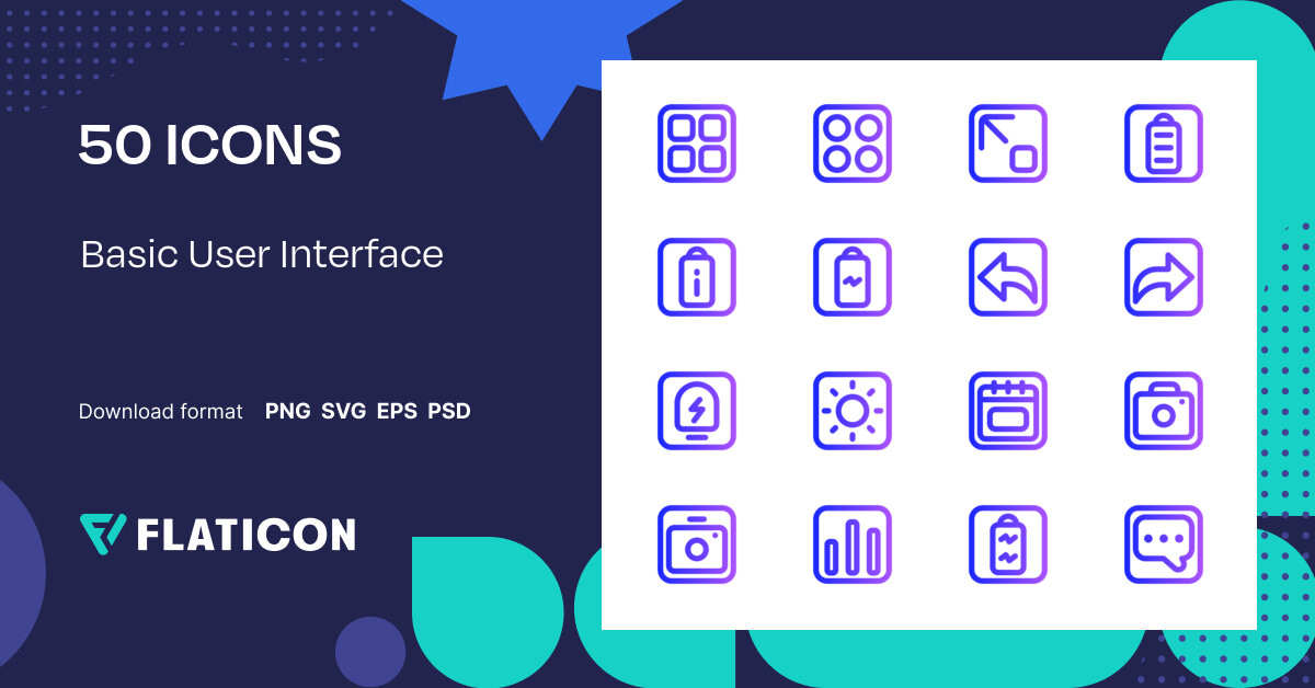 Basic User Interface Icon Pack | Gradient | 50 .SVG Icons