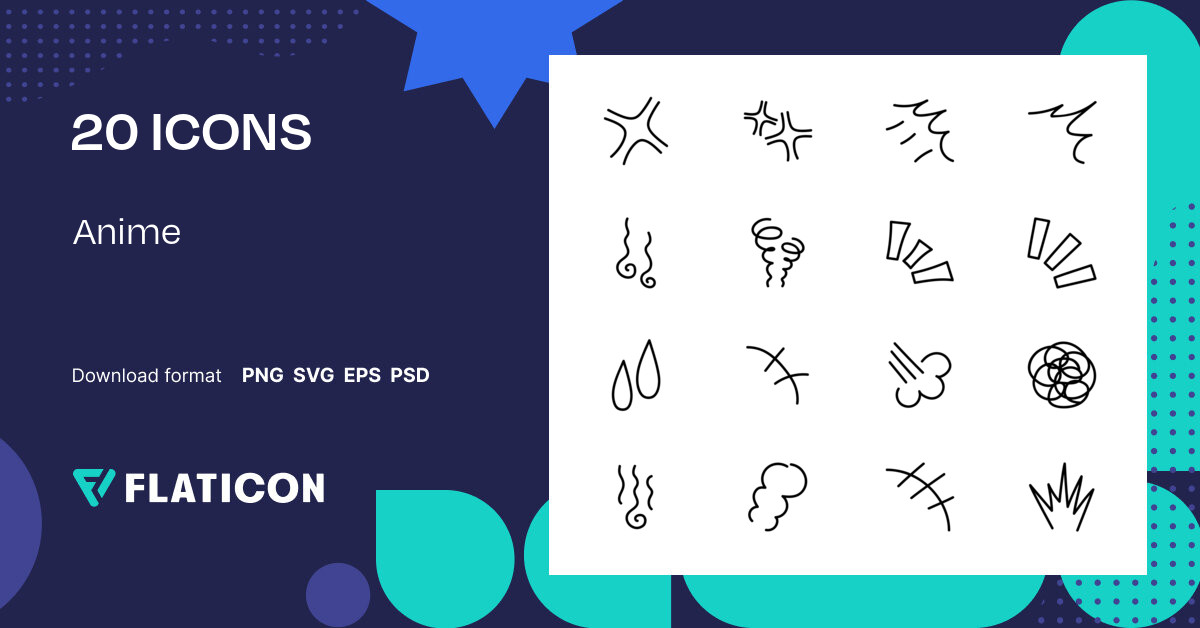 Anime Icon Pack | Detailed Outline | 20 .SVG Icons
