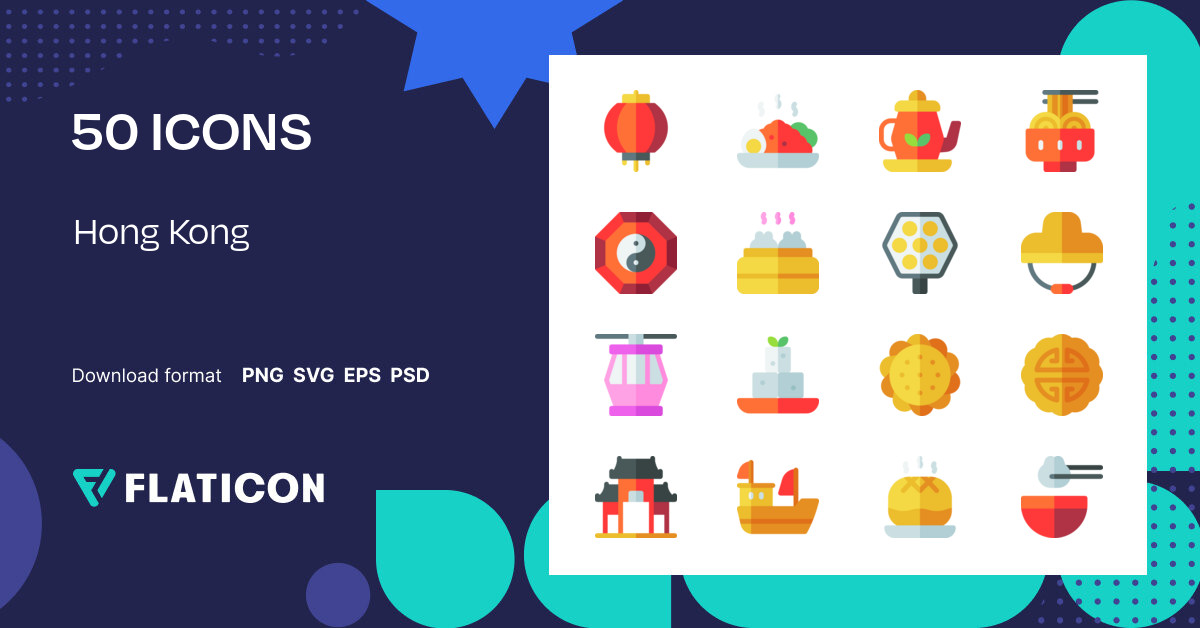 Hong Kong Icon Pack | Flat | 50 .SVG Icons