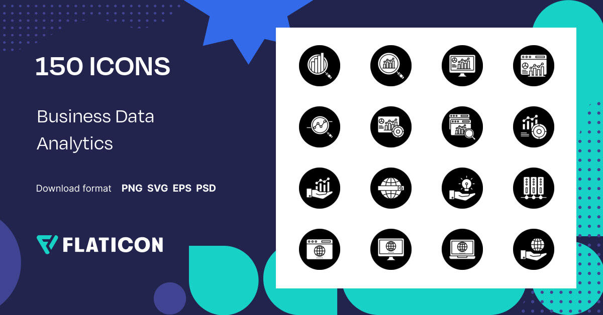 Business Data Analytics Icon Pack | Mixed | 150 .SVG Icons