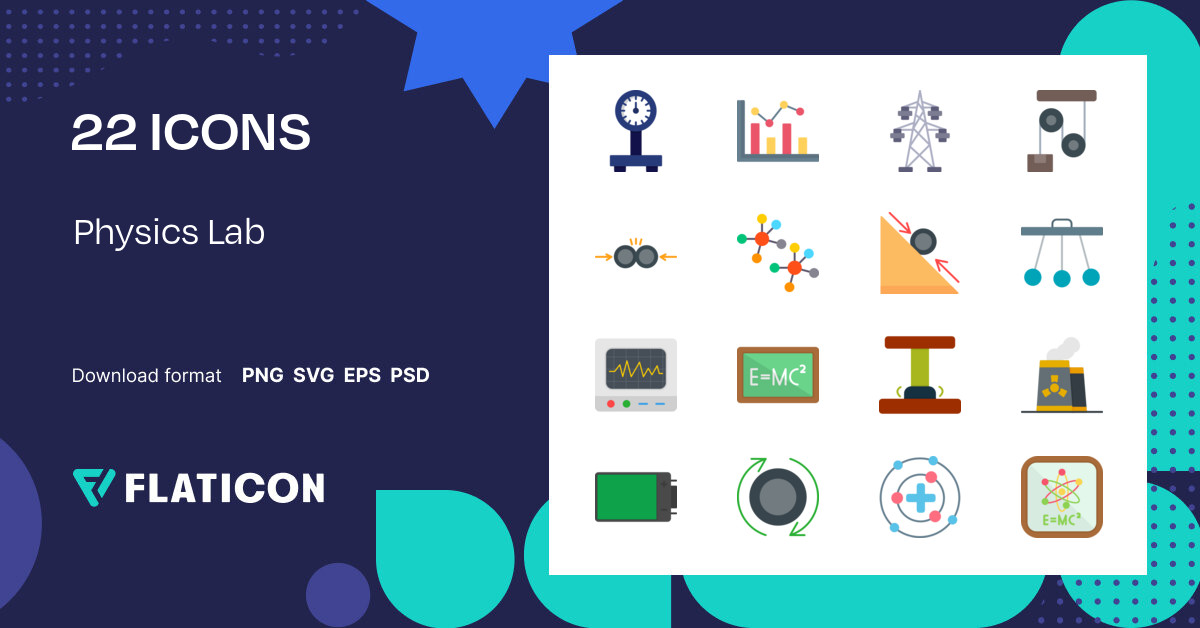 Physics Lab Icon Pack | Flat | 22 .SVG Icons