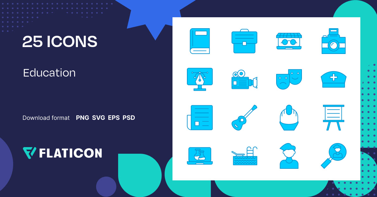 Education Icon Pack | Blue | 25 .SVG Icons