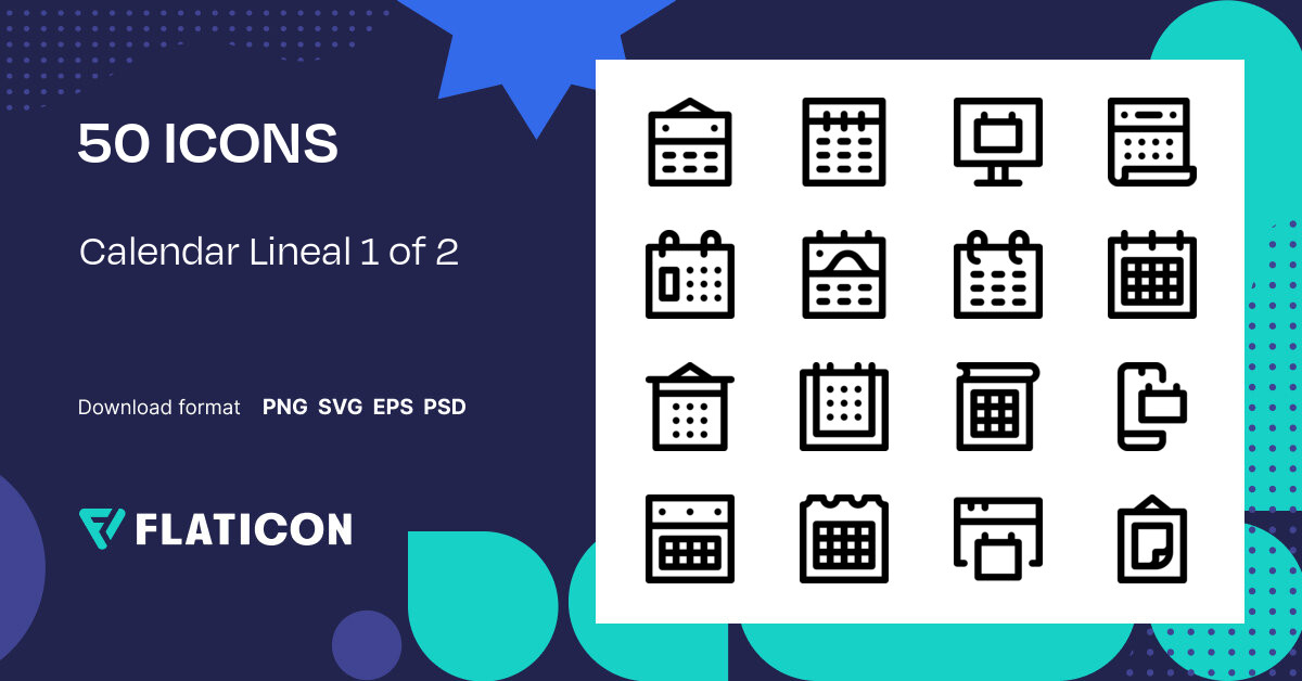 Calendar Lineal 1 of 2 Icon Pack | Lineal | 50 .SVG Icons