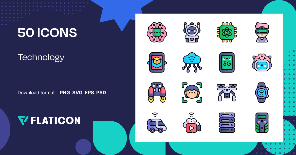 Pack de iconos Technology | Lineal color | 50 Iconos .SVG