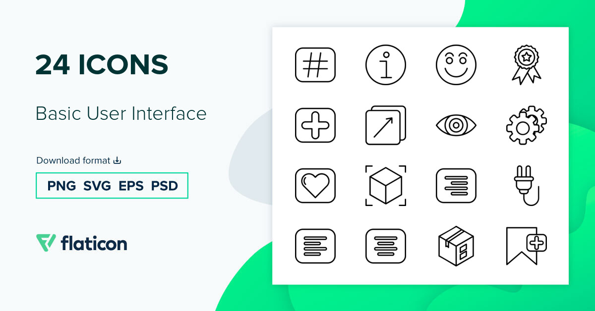 Basic User Interface Icon Pack | Detailed Outline | 24 .SVG Icons
