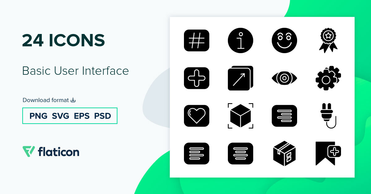 Pack de iconos Basic user interface | Glyph | 24 Iconos .SVG