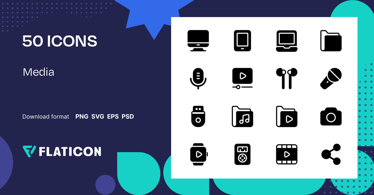 Media Icon Pack | Glyph | 50 .SVG Icons