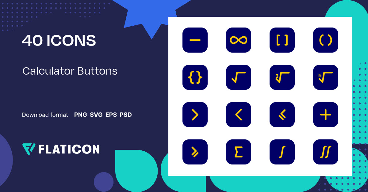 Calculator Buttons Icon Pack | Square | 40 .SVG Icons