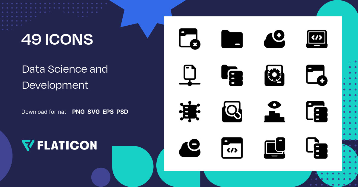 Data Science and Development Icon Pack | Glyph | 49 .SVG Icons