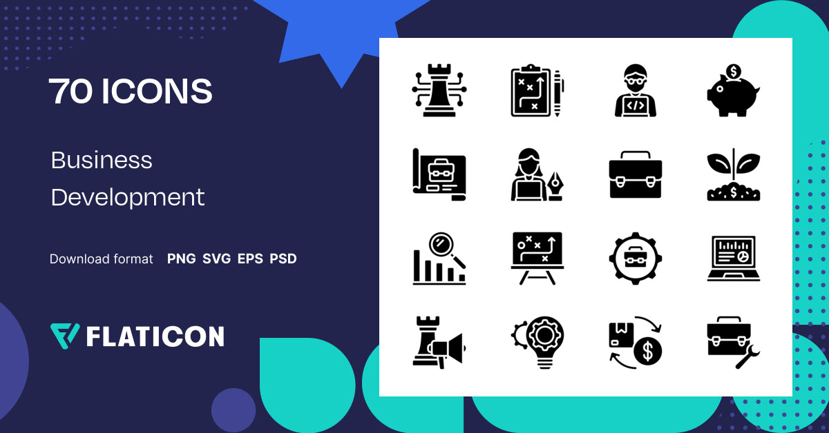 Business Development Icon Pack | Glyph | 70 .SVG Icons