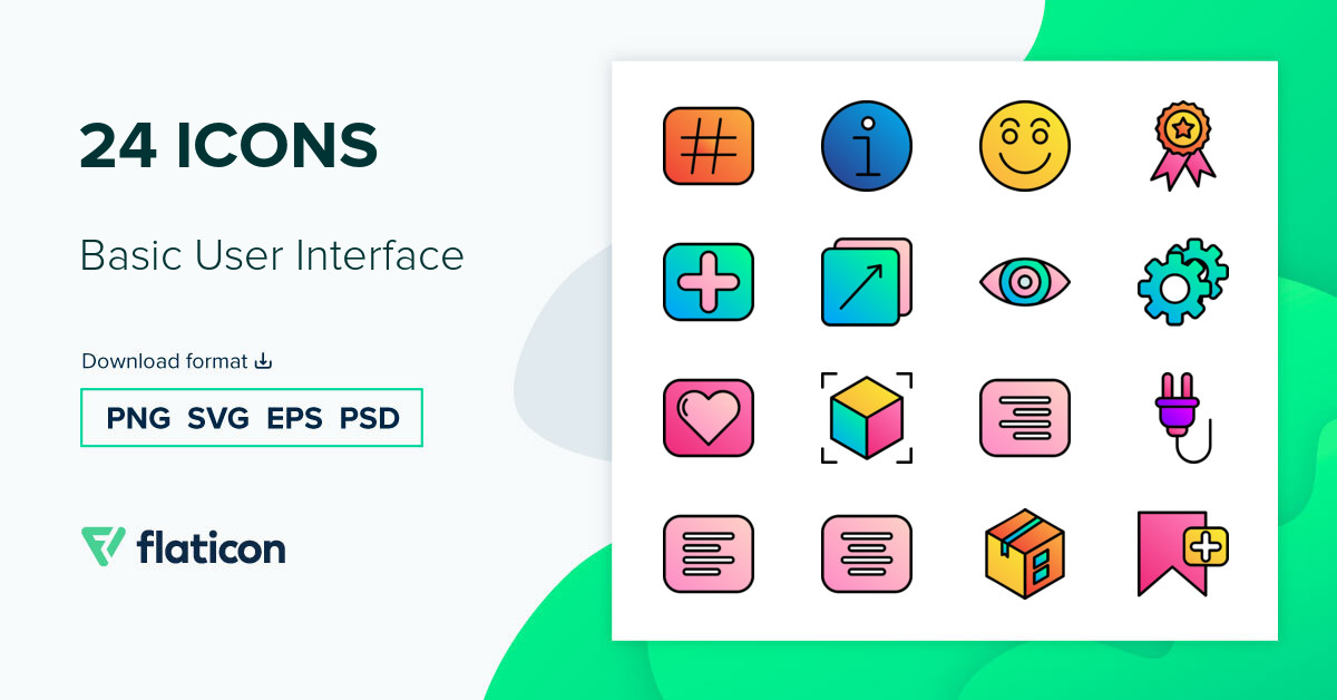 Pacote de ícones Basic user interface | Lineal Color Gradient | 24 ...