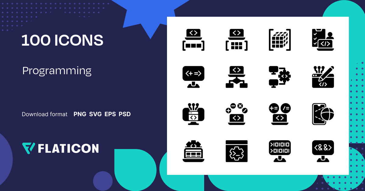 Programming Icon Pack | Glyph | 100 .SVG Icons