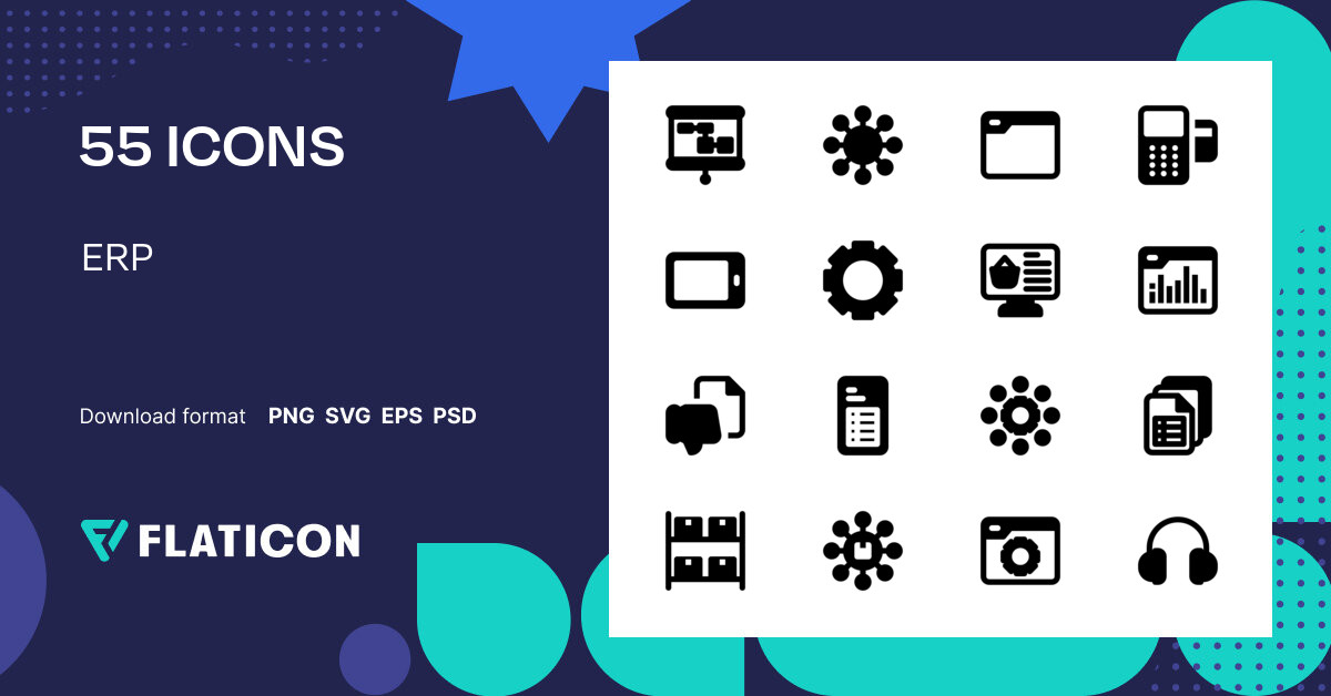 ERP Icon Pack | Glyph | 55 .SVG Icons