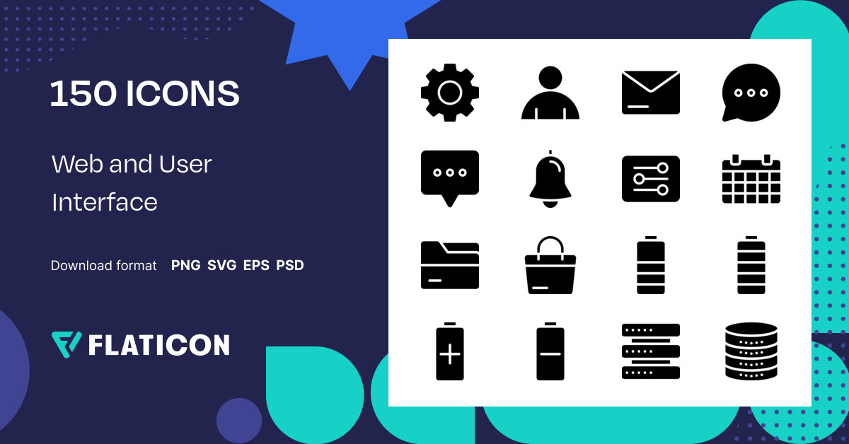 Web and User Interface Icon Pack | Glyph | 150 .SVG Icons