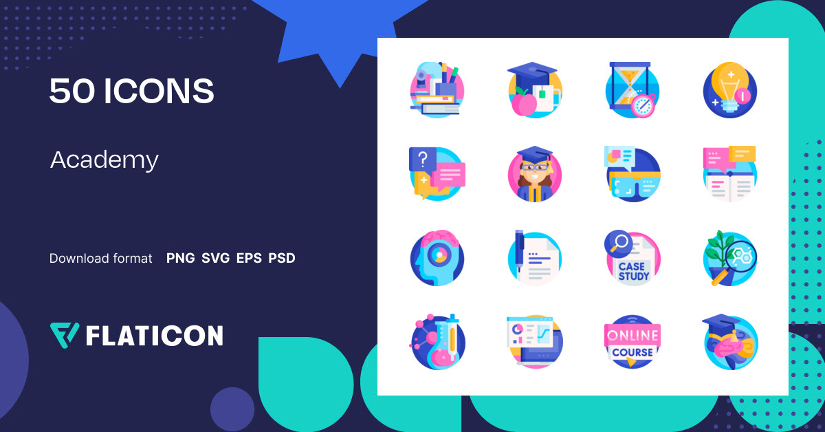 Academy Icon Pack | Flat | 50 .SVG Icons