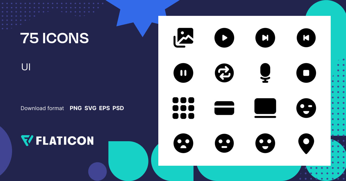 UI Icon Pack | Glyph | 75 .SVG Icons