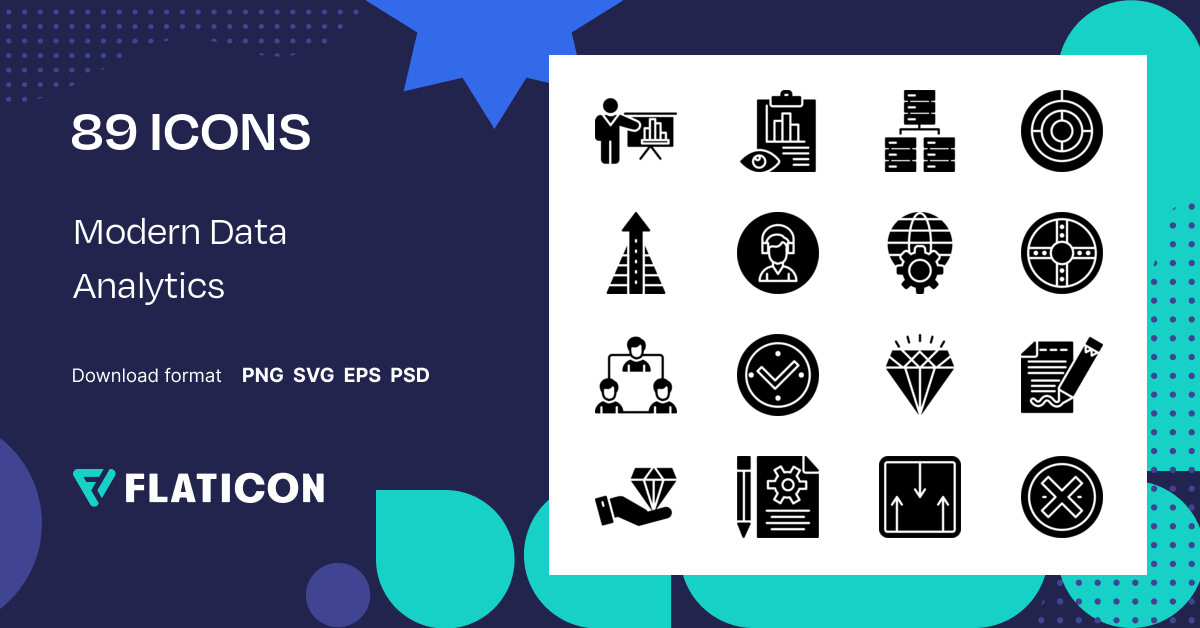Modern Data Analytics Icon Pack | Glyph | 89 .SVG Icons