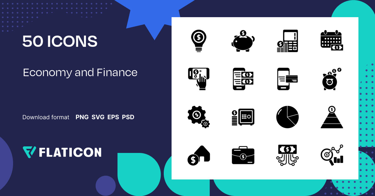Pack de iconos Economy and finance | Glyph | 50 Iconos .SVG