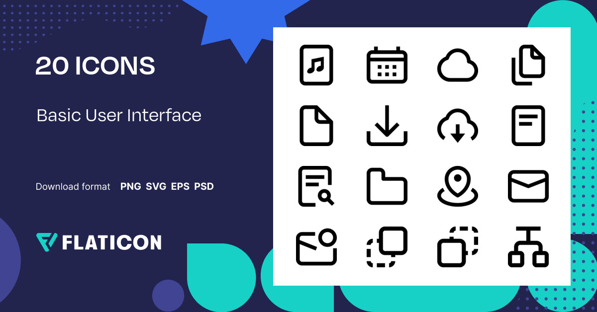 Basic User Interface Icon Pack | Basic Outline | 20 .SVG Icons