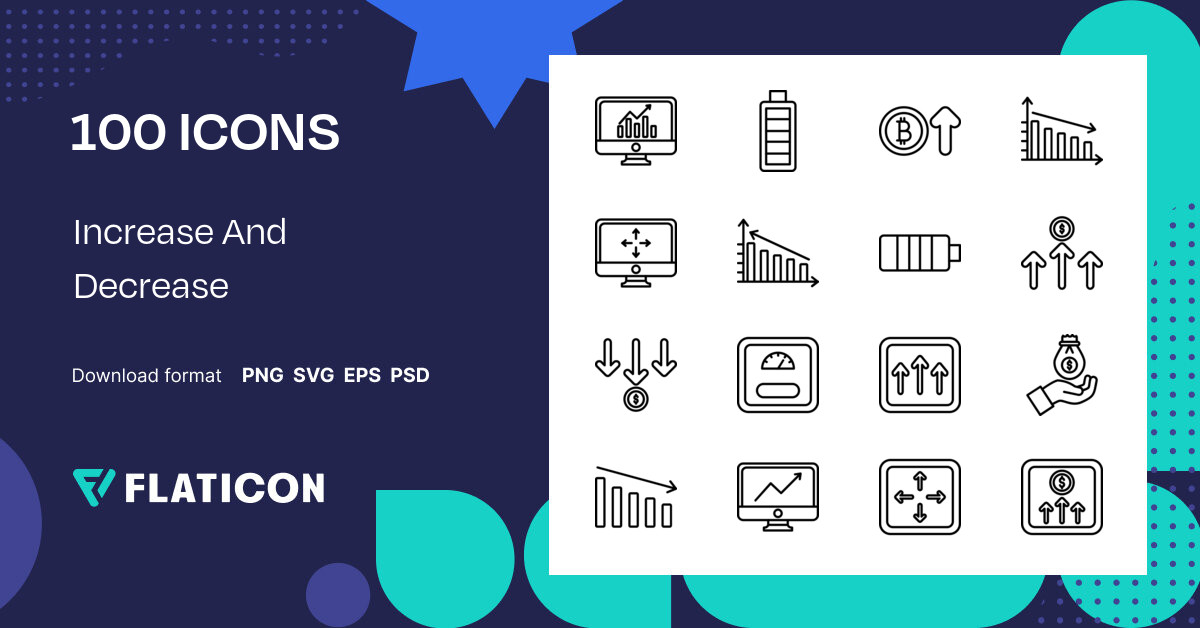 Increase And Decrease Icon Pack | Detailed Outline | 100 .SVG Icons
