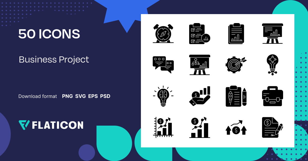 Business Project Icon Pack | Glyph | 50 .SVG Icons