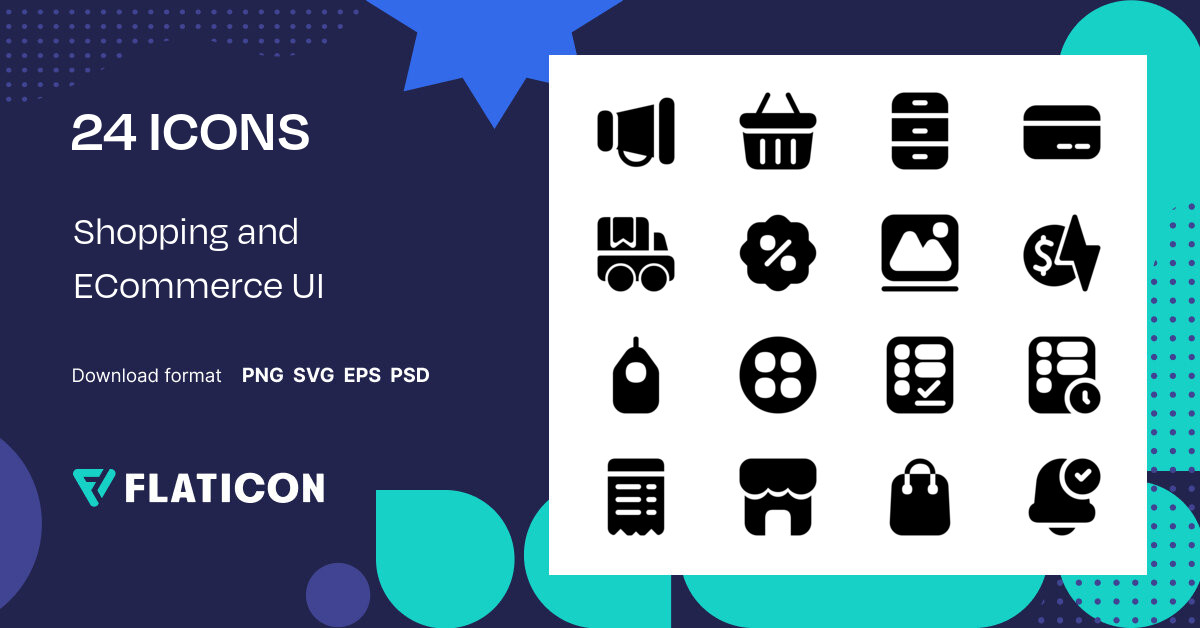 Shopping and ECommerce UI Icon Pack | Glyph | 24 .SVG Icons