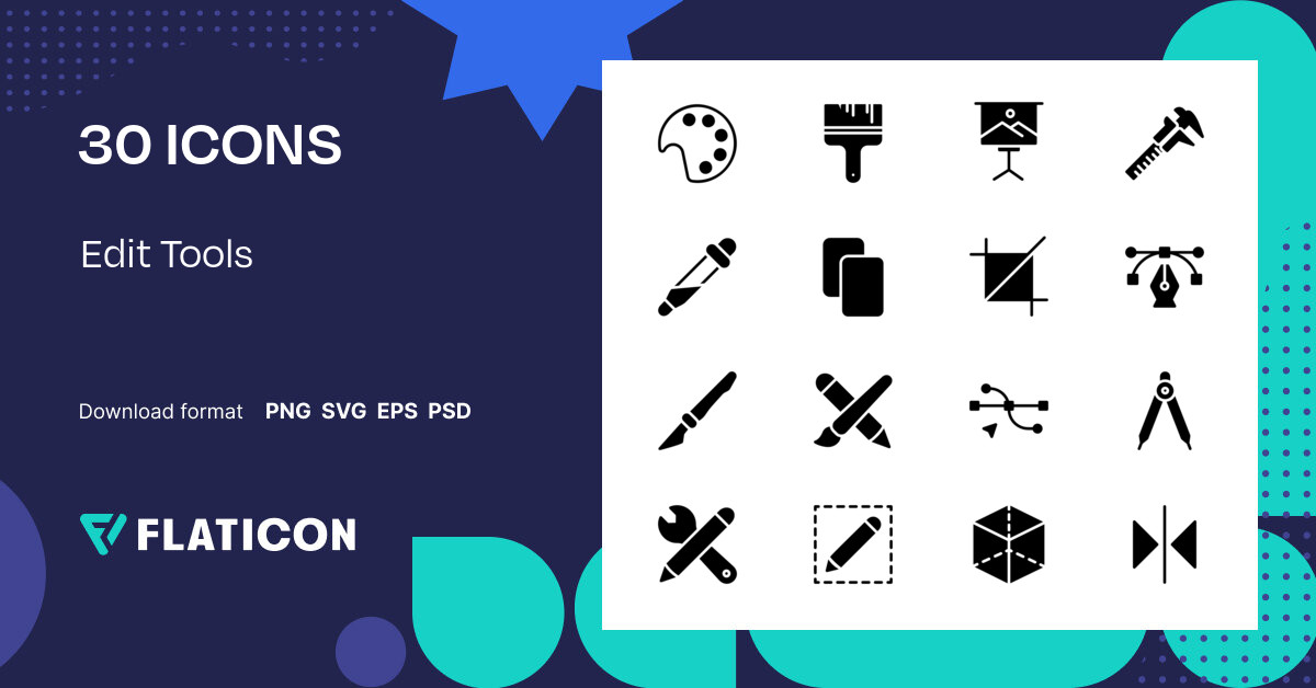 Edit Tools Icon Pack | Glyph | 30 .SVG Icons