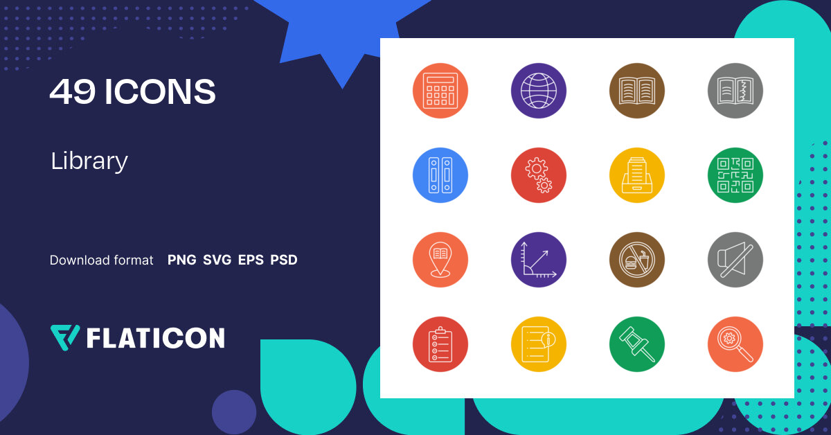 Library Icon Pack | Flat | 49 .SVG Icons