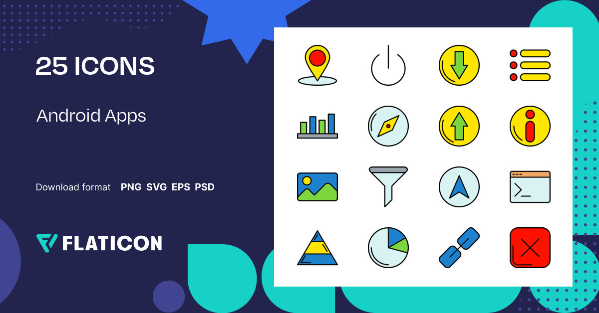 Android Apps Icon Pack | Outline Color | 25 .SVG Icons