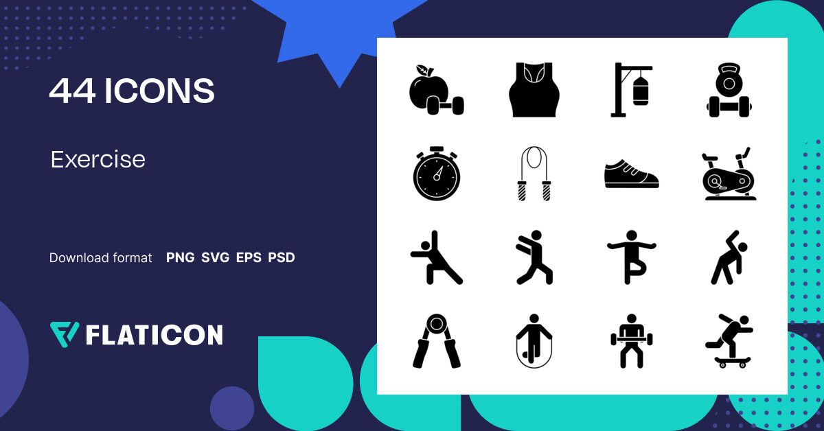 Exercise Icon Pack | Glyph | 44 .SVG Icons