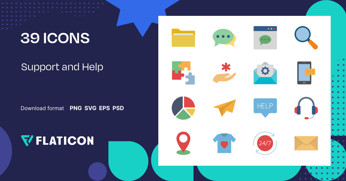 Support and Help Icon Pack | Flat | 39 .SVG Icons