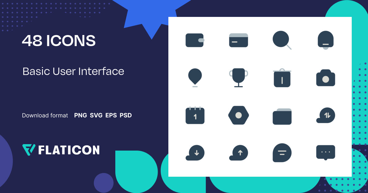 Basic User Interface Icon Pack | Flat | 48 .SVG Icons
