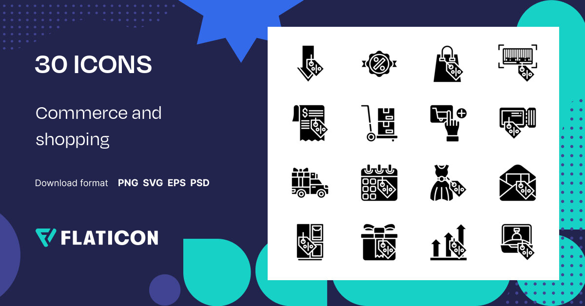 Commerce and shopping Icon Pack | Glyph | 30 .SVG Icons