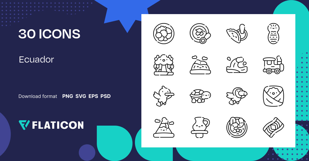 Pack de iconos Ecuador | Lineal | 30 Iconos .SVG