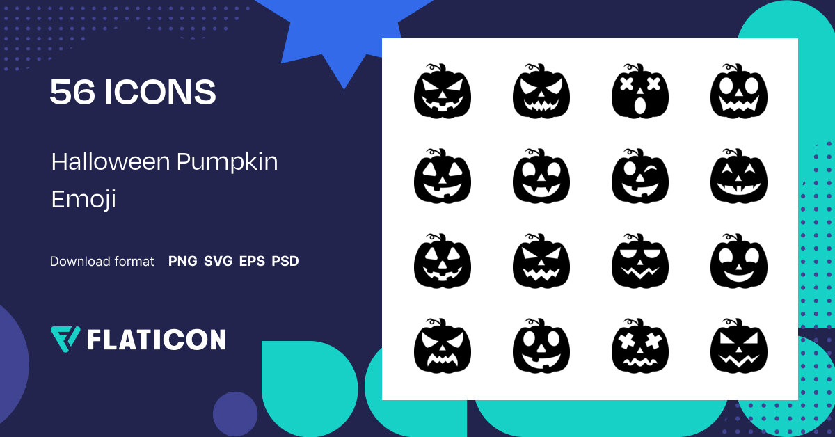 Halloween Pumpkin Emoji Icon Pack | Glyph | 56 .SVG Icons