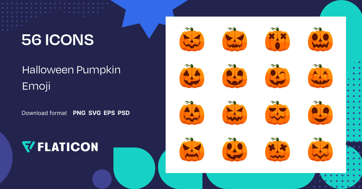 Halloween Pumpkin Emoji Icon Pack | Flat | 56 .SVG Icons